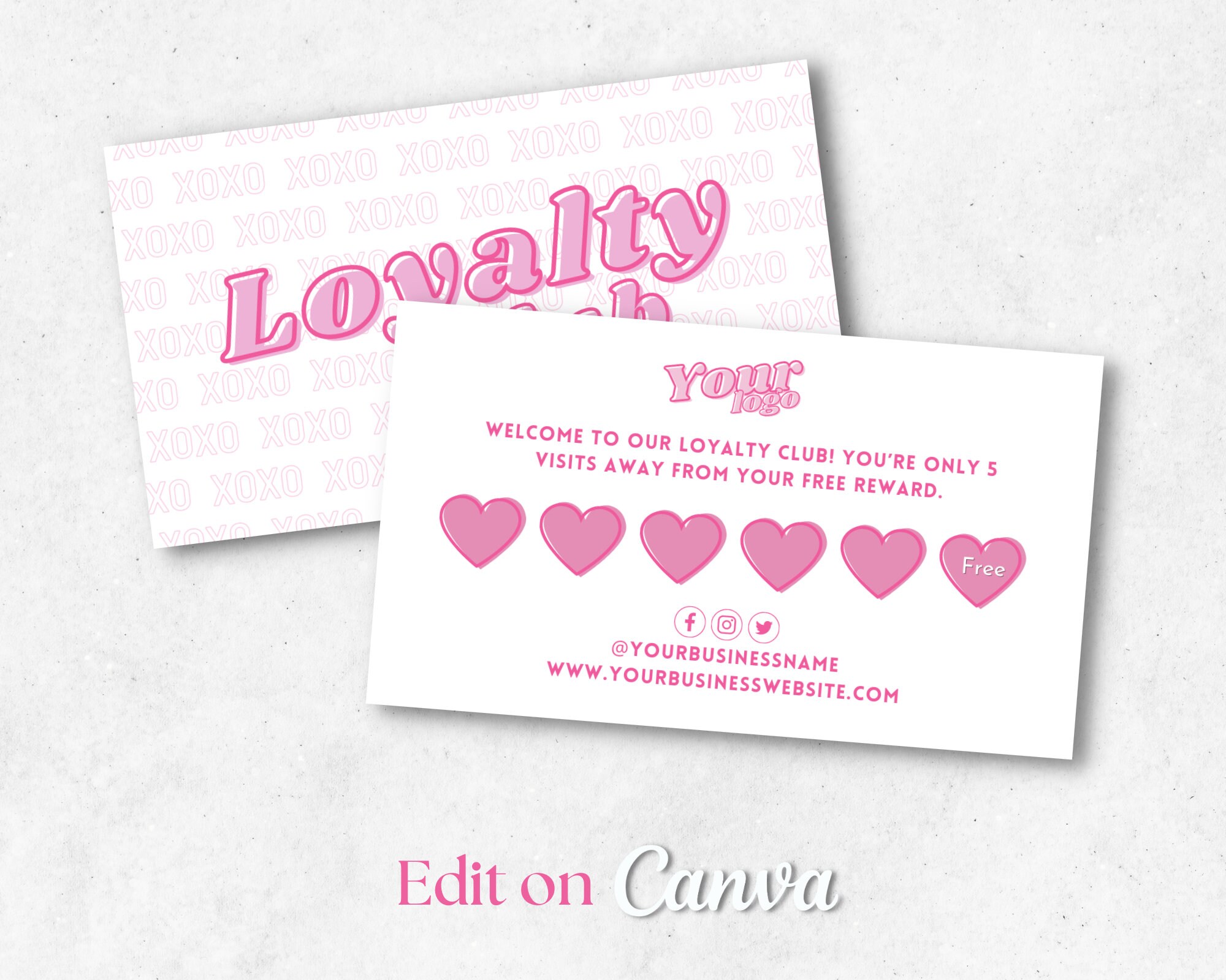 Customizable Loyalty Card, Printable Girly Loyalty Template, Loyalty ...