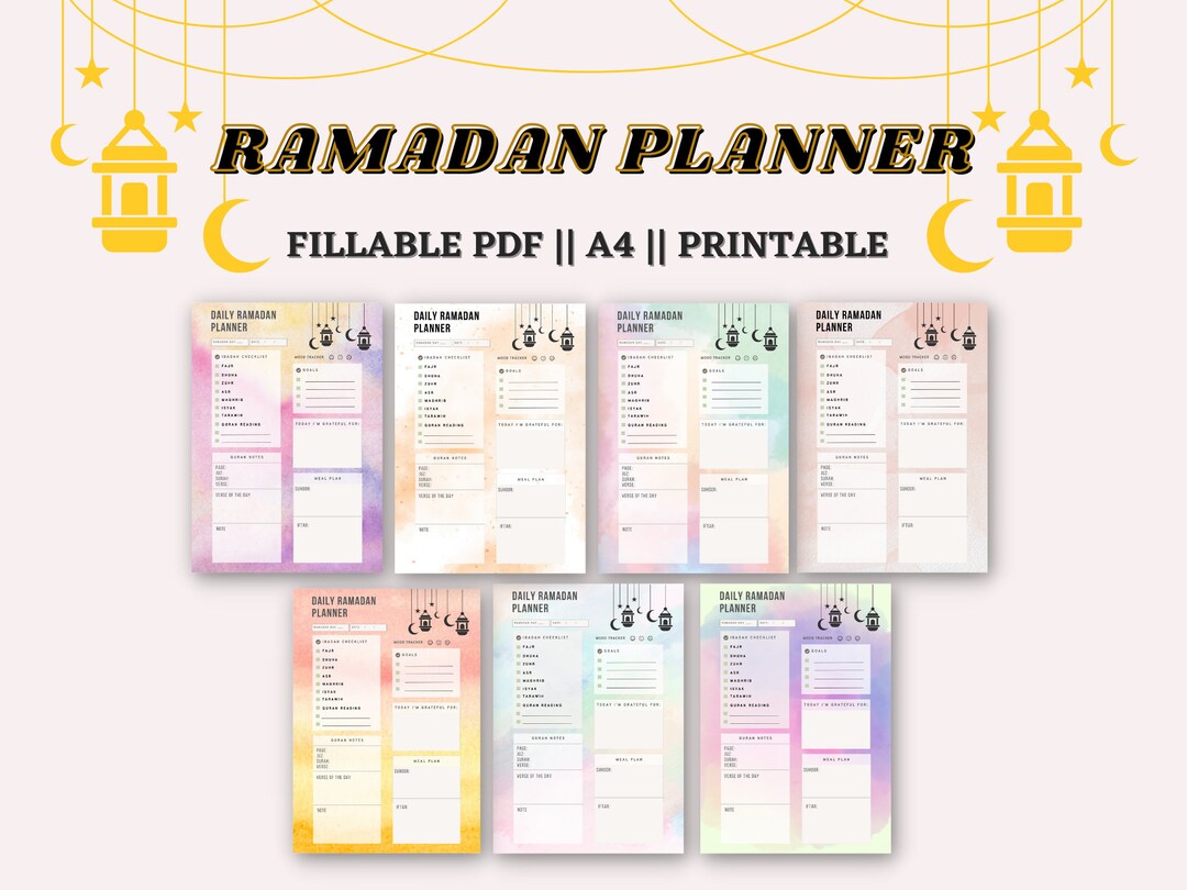 7 Daily Ramadan Planner || Fillable PDF || Digital Planner || A4 ...