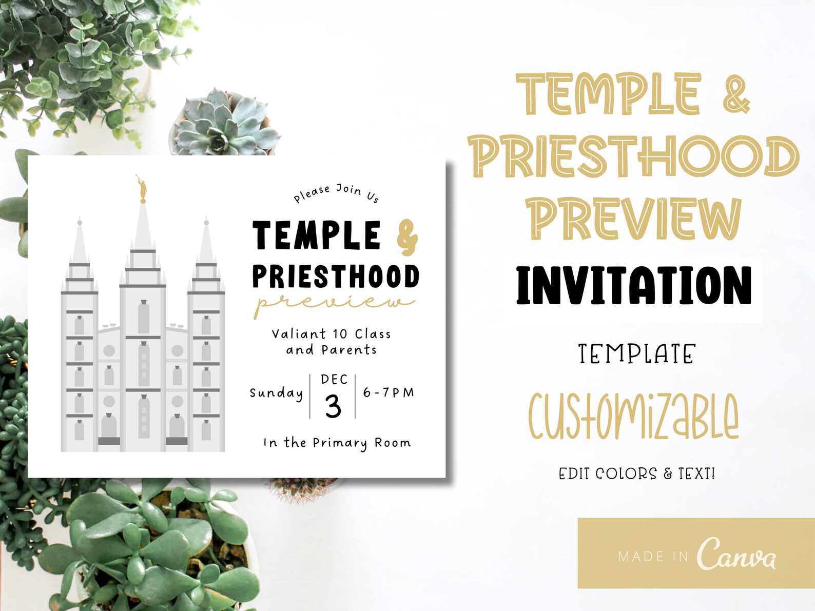 Temple Priesthood Preview Invitation: Customizable Canva Template ...