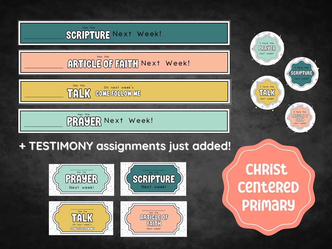 LDS Primary Sharing Time Assignment Tags & Wristbands (digital Download ...