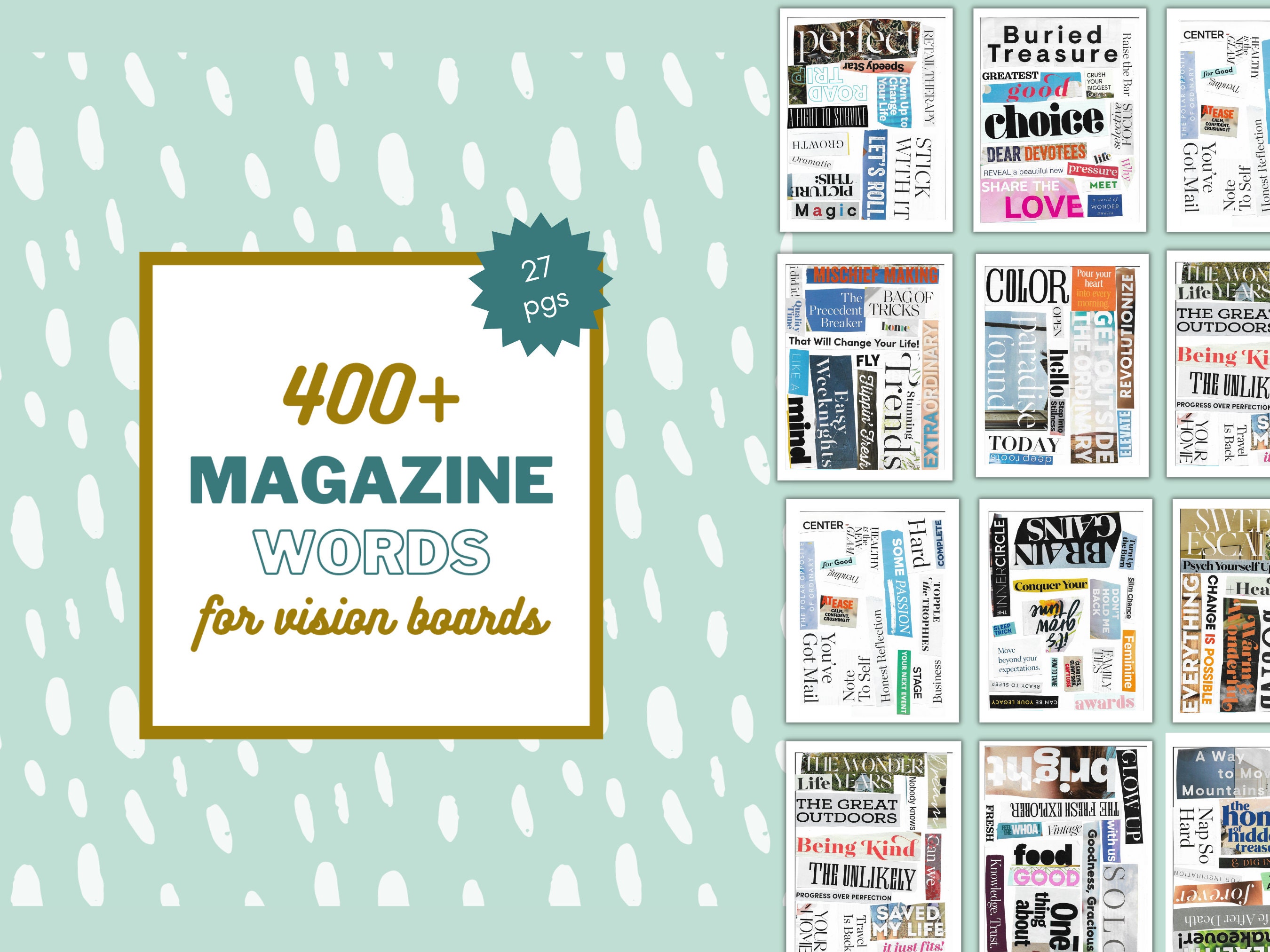 Vision Board Magazine Words: 400+ Goal Setting Cutouts (digital ...