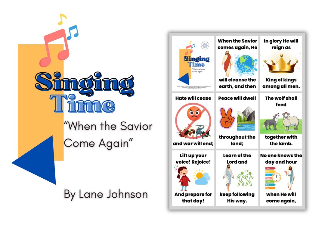 LDS Singing Time Flip Chart: When the Savior Comes Again (digital Download) Come Follow Me - Etsy