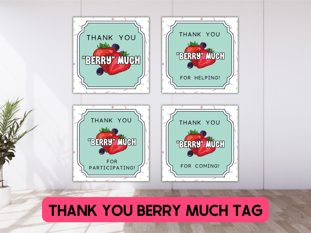 Thank You Berry Much Tag: Fruit Snack Printable (PDF & PNG) - Etsy