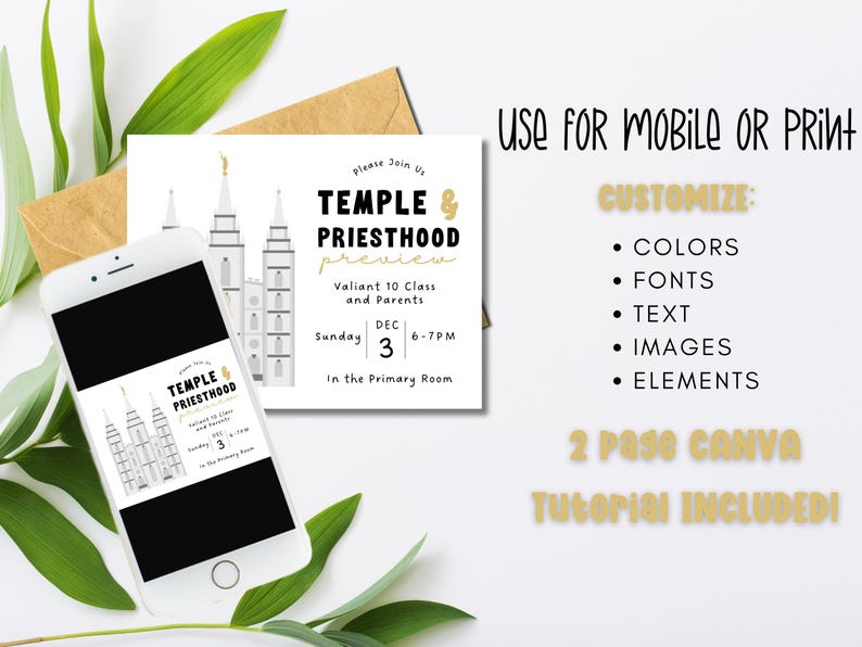 Temple Priesthood Preview Invitation: Customizable Canva Template ...