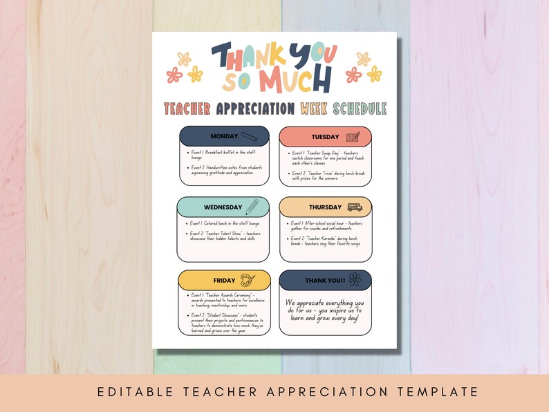 Teacher Thank You Week Teacher and Staff Appreciation - Etsy