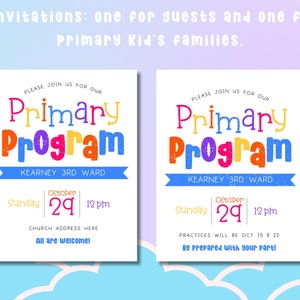 Bright Primary Program Invitation | Printable Primary Presentation ...