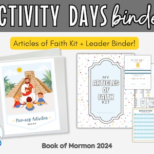 LDS Primary Activity Days Binder Pages and Articles of Faith Kit ...