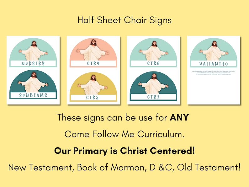 LDS Primary Chair and Door Signs Come Follow Me New - Etsy