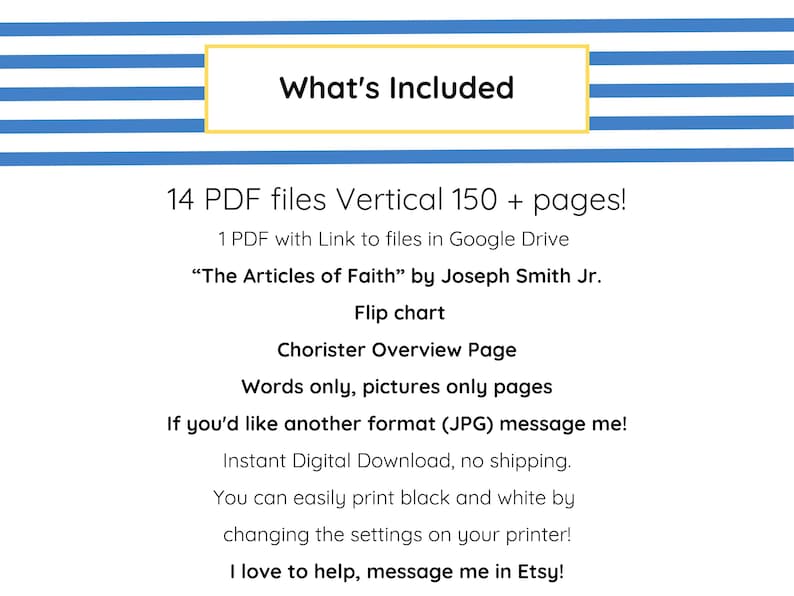 LDS Singing Time: Articles of Faith Flip Chart (digital Download) Come ...