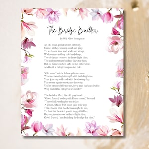The Bridge Builder Poem Print: Will Allen Dromgoole, 8x10 (digital ...