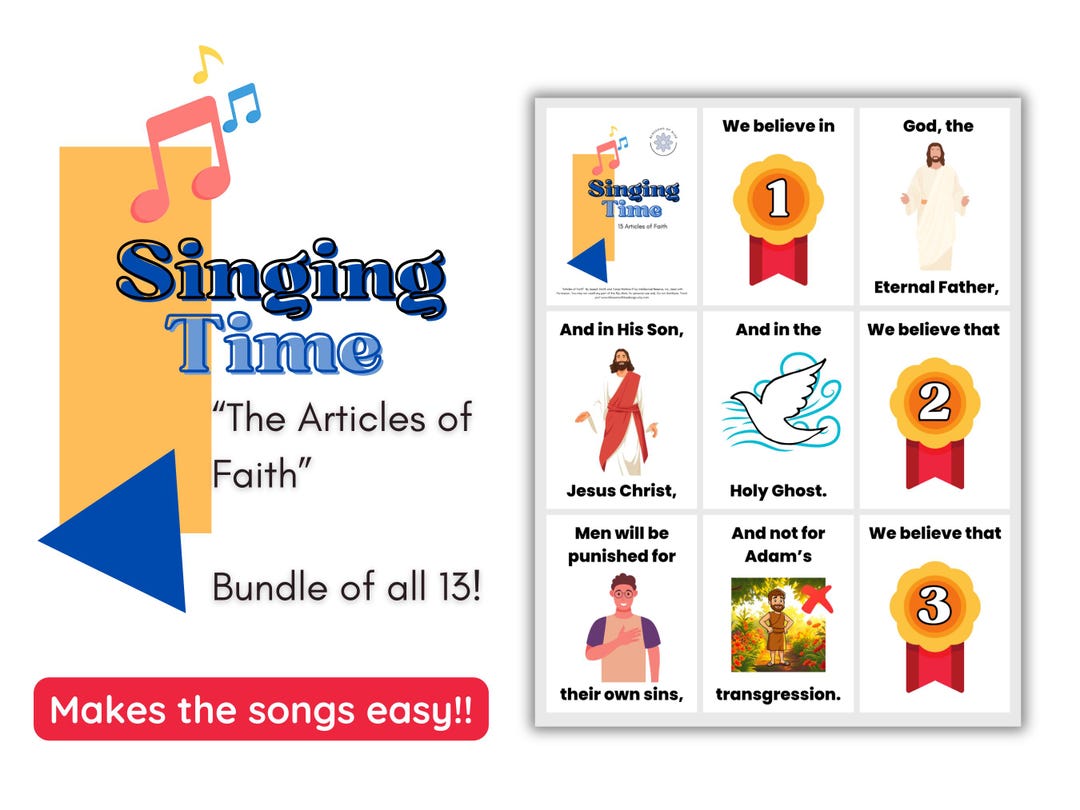 LDS Singing Time: Articles of Faith Flip Chart (digital Download) Come ...