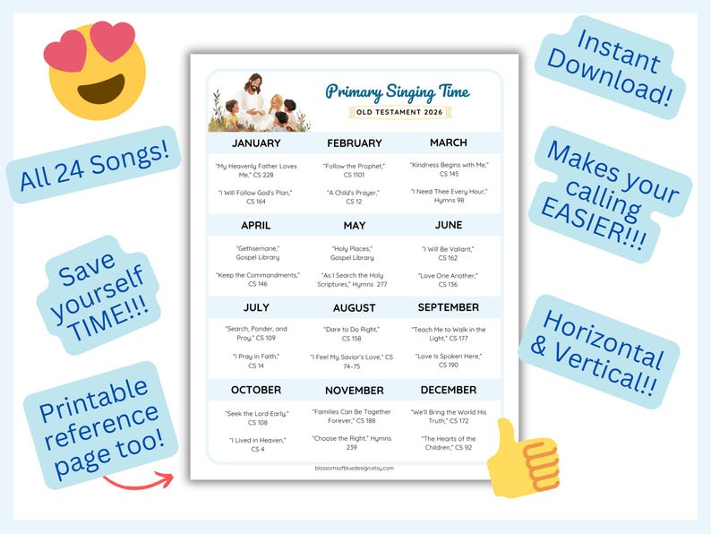 LDS Singing Time Flipcharts: 2026 Old Testament Songs (digital Download ...