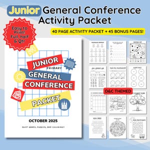 LDS General Conference Activity Packet: Coloring Pages, Games (digital ...