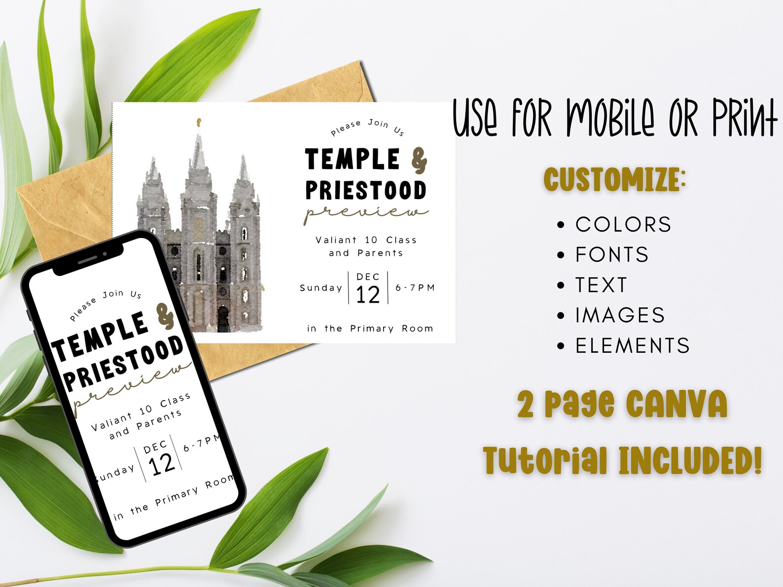 Temple and Priesthood Preview Invitation Temple and - Etsy