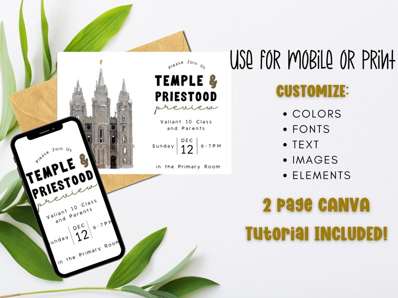 Temple and Priesthood Preview Invitation Temple and - Etsy