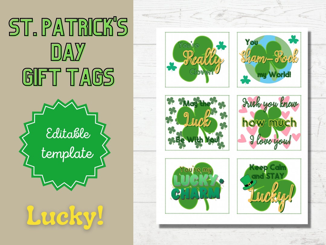St. Patrick's Day Clover Gift Tags: Irish Puns (digital Download) - Etsy