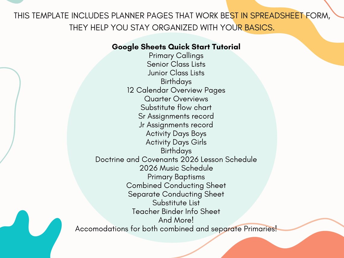 LDS Primary Presidency Planner 2026 - Google Sheets Template (digital ...