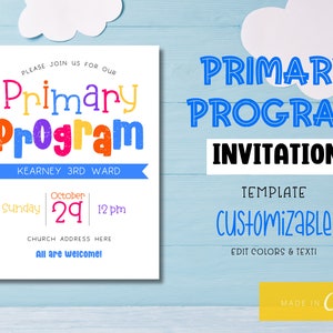 Bright Primary Program Invitation Printable Primary Presentation ...