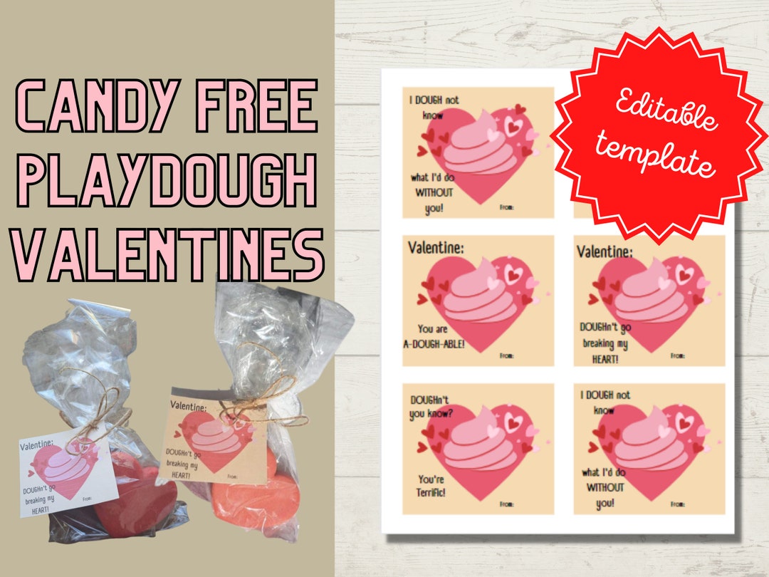 Candy Free Playdough Valentine Template Classroom Valentines Teacher ...