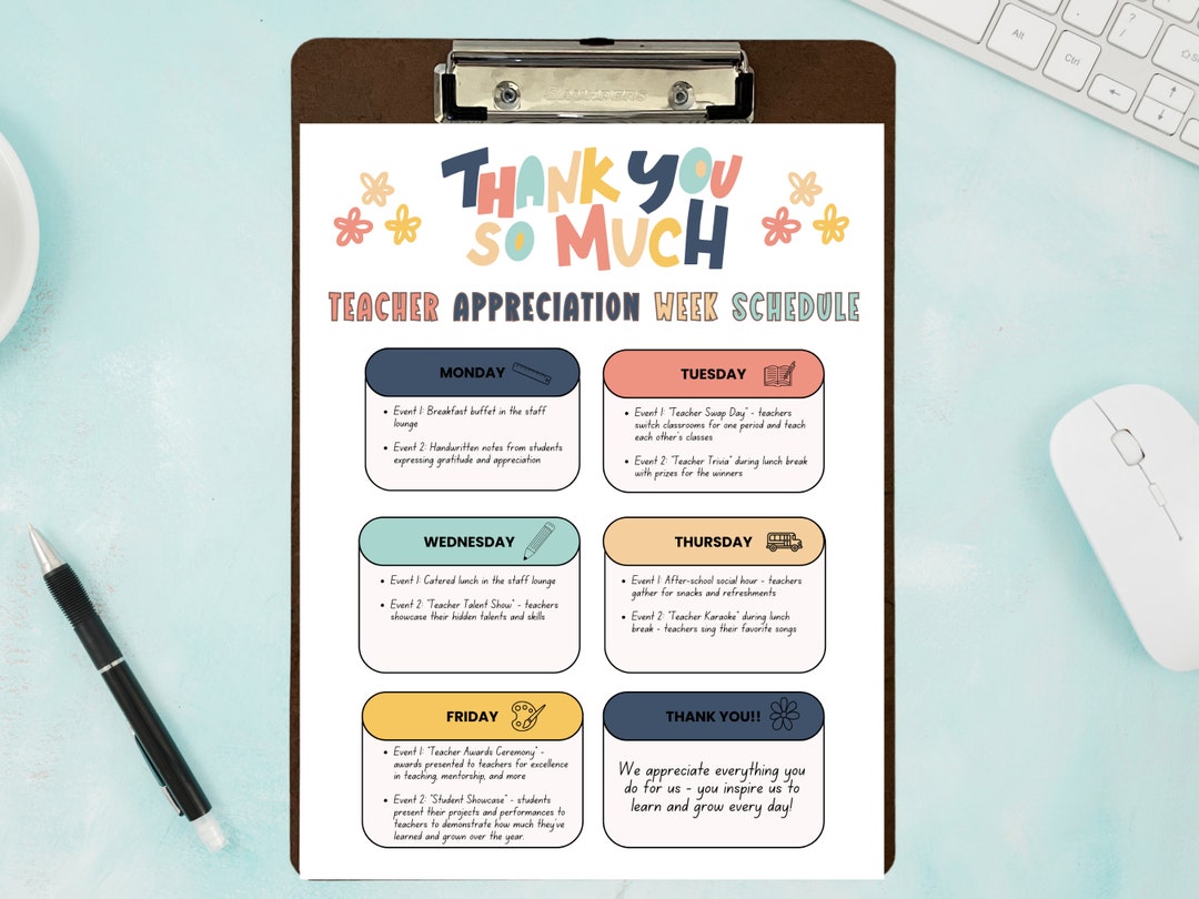 Teacher Thank You Week | Teacher and Staff | Appreciation | Teacher ...
