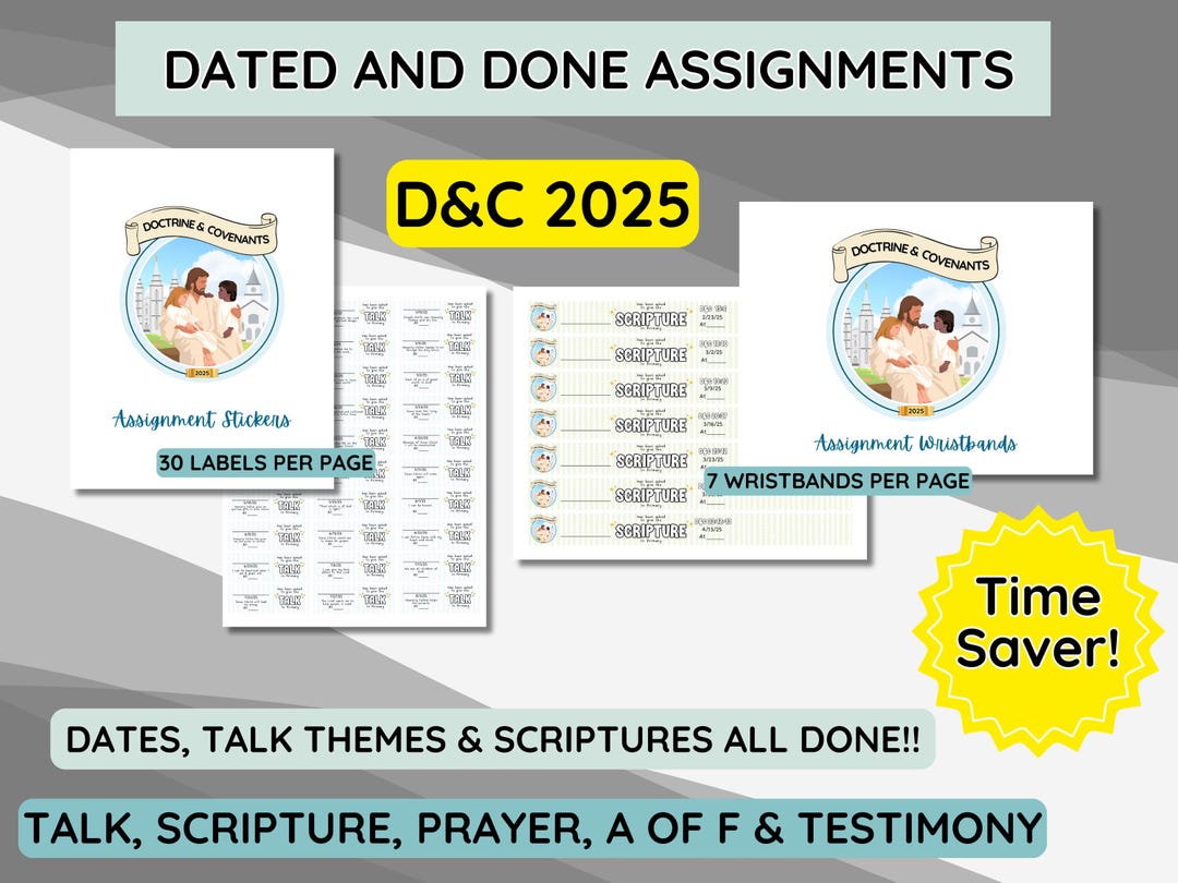 2025 LDS Primary Wristband Sticker Assignment Kit | Dated and Done ...