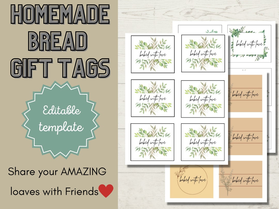Homemade Bread Gift Tags: Greenery Canva Template (digital Download) - Etsy
