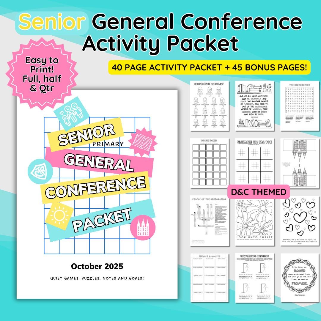 LDS General Conference Activity Packet: Coloring Pages, Games (digital ...