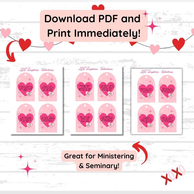 LDS Scripture Valentines: Church Treat Tags (digital Download) - Etsy
