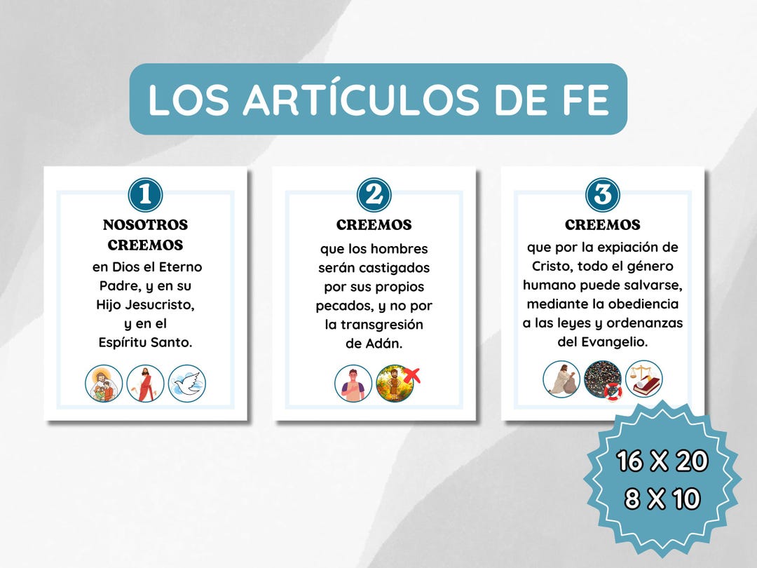 Los Articulos De Fe | LDS Primary | Primaria | 16 X 20 8 X 10 ...