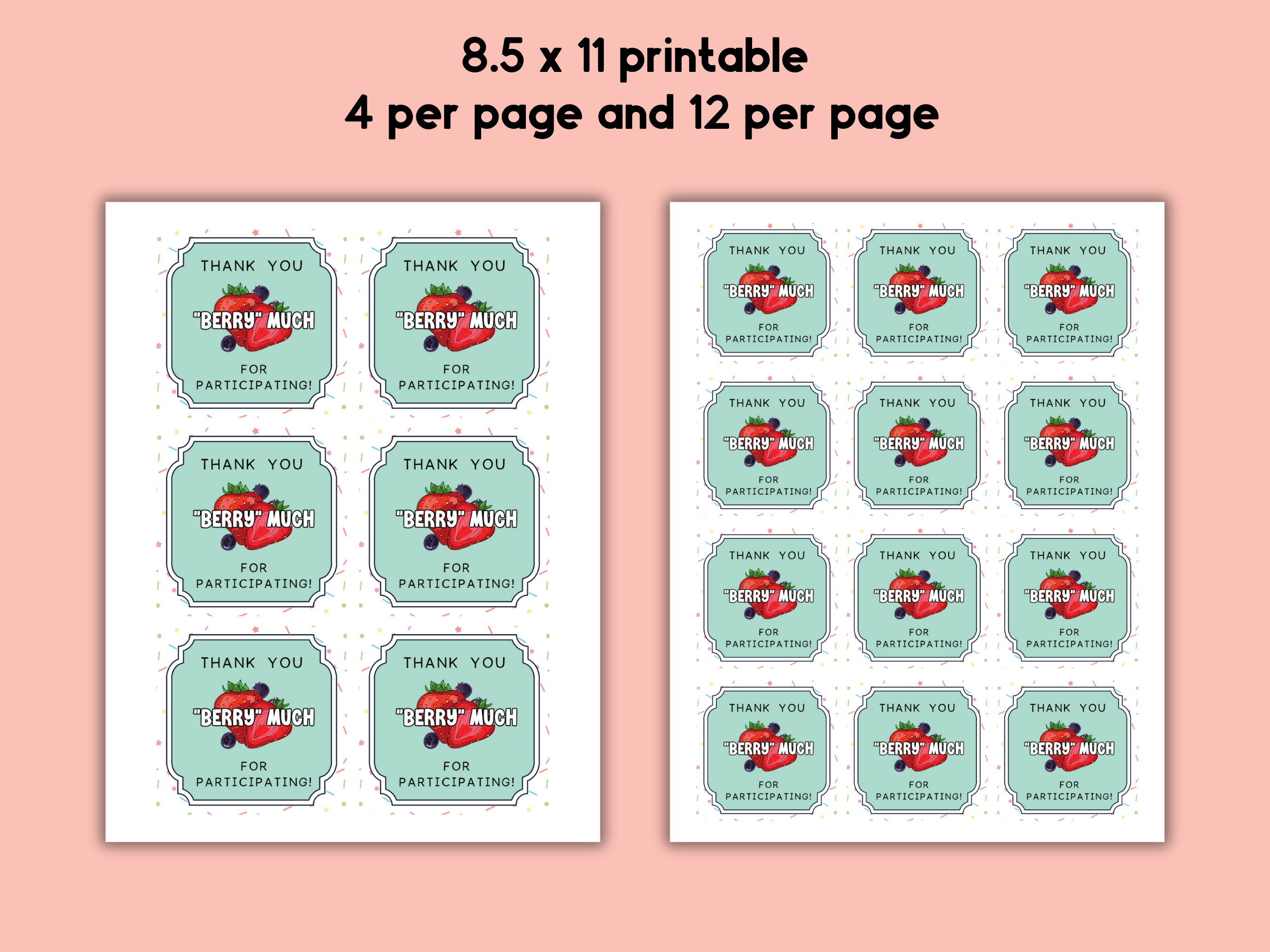 Thank You Berry Much Tag: Fruit Snack Printable (PDF & PNG) - Etsy