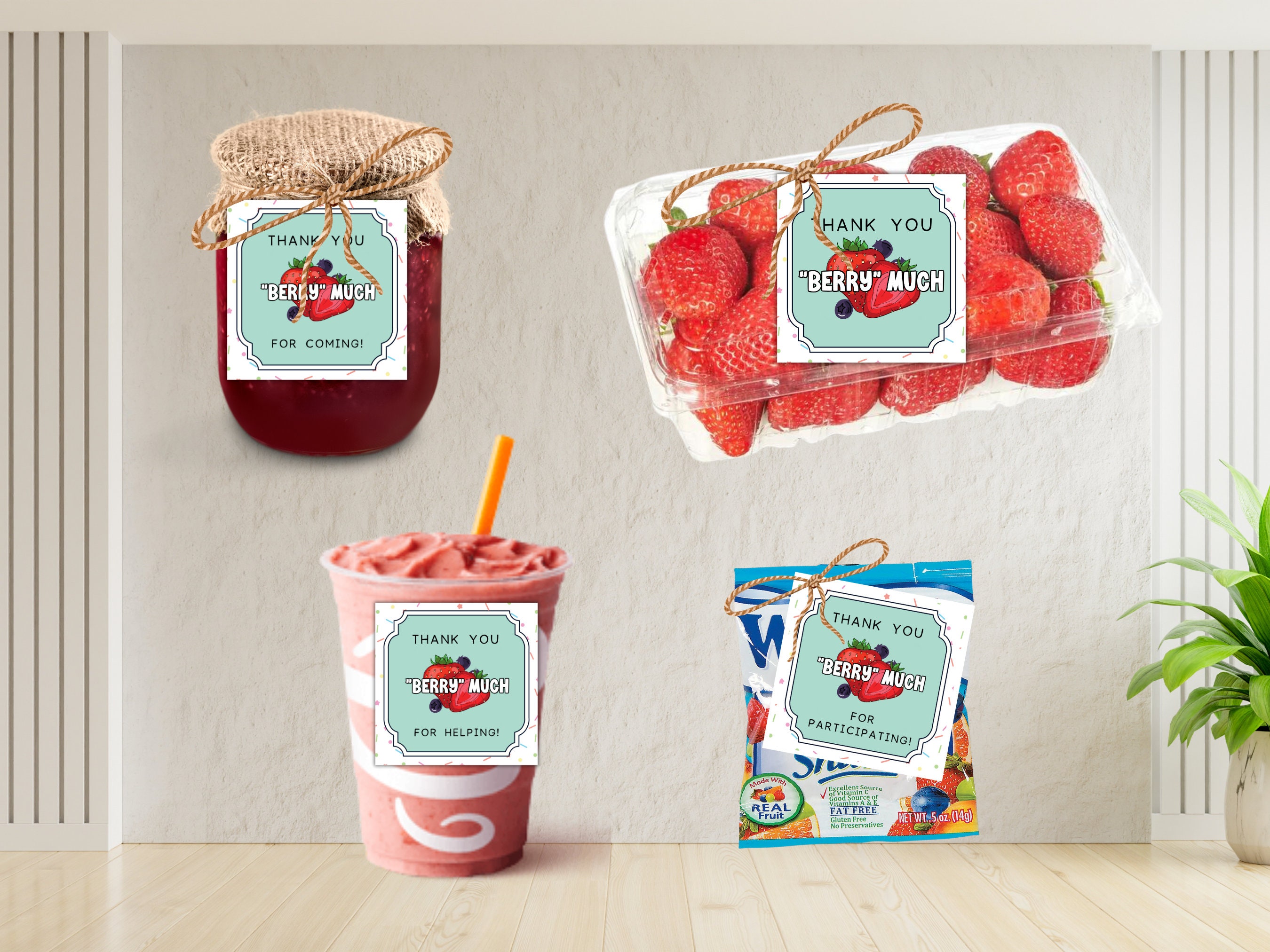 Thank You Berry Much Tag: Fruit Snack Printable (PDF & PNG) - Etsy