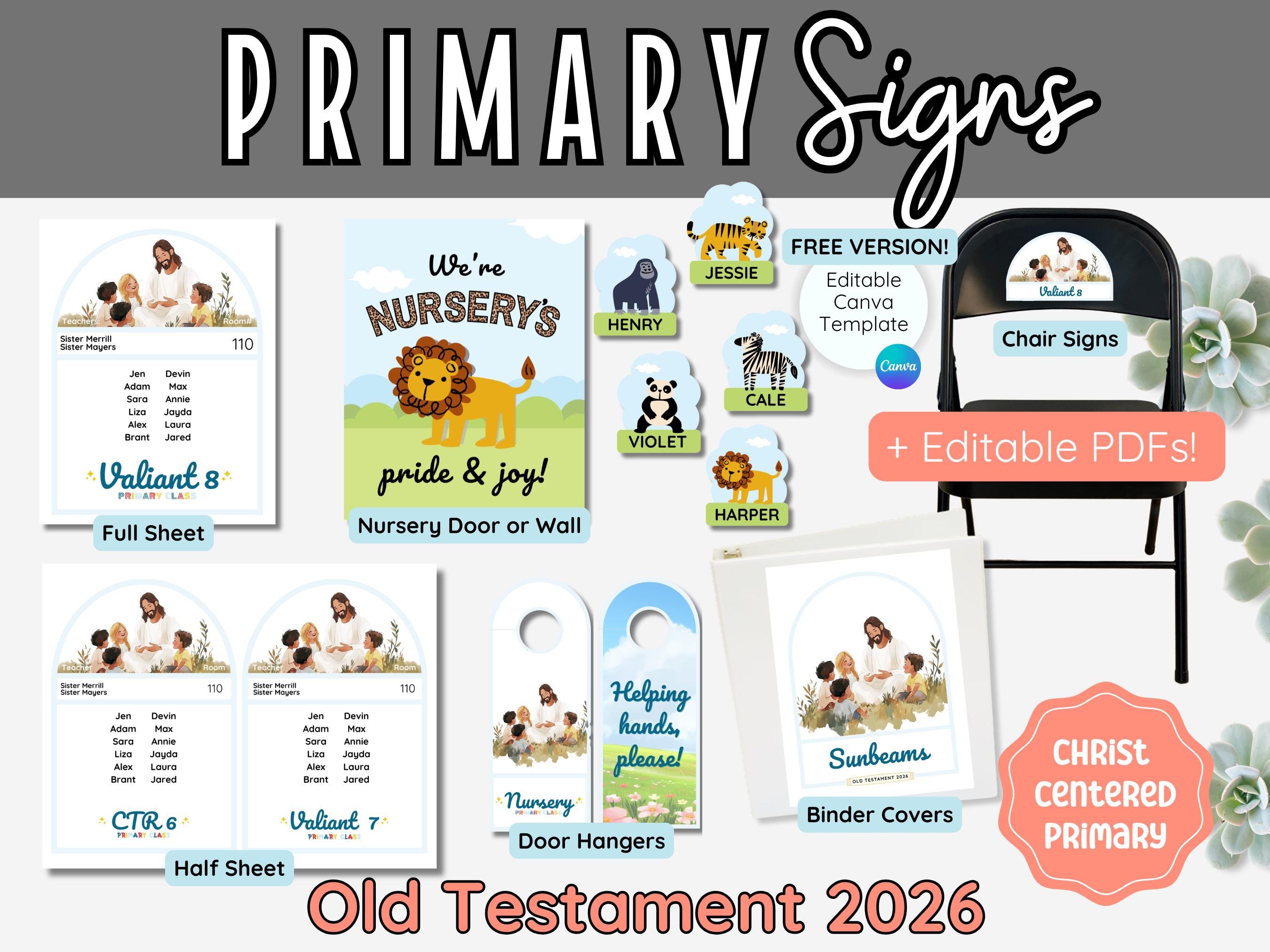 LDS Primary Signs: 2026 Old Testament, Christ Centered Primary ...