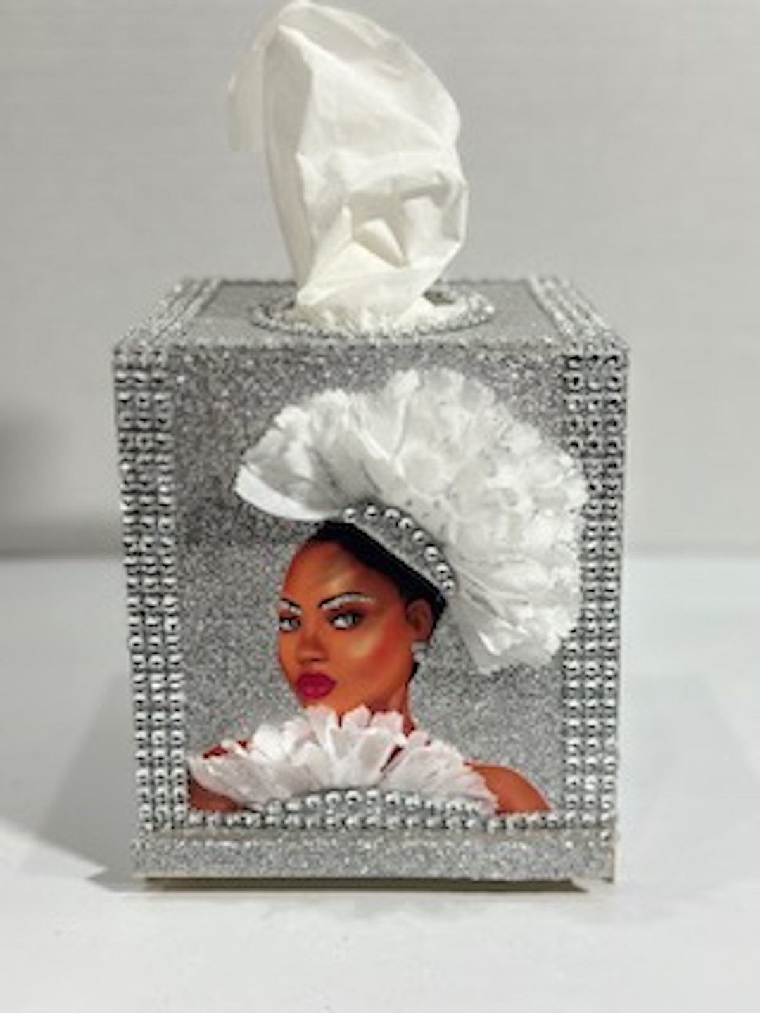 Bling Diva Wooden Tissue Box Cover, Afro American Art Decor - Etsy