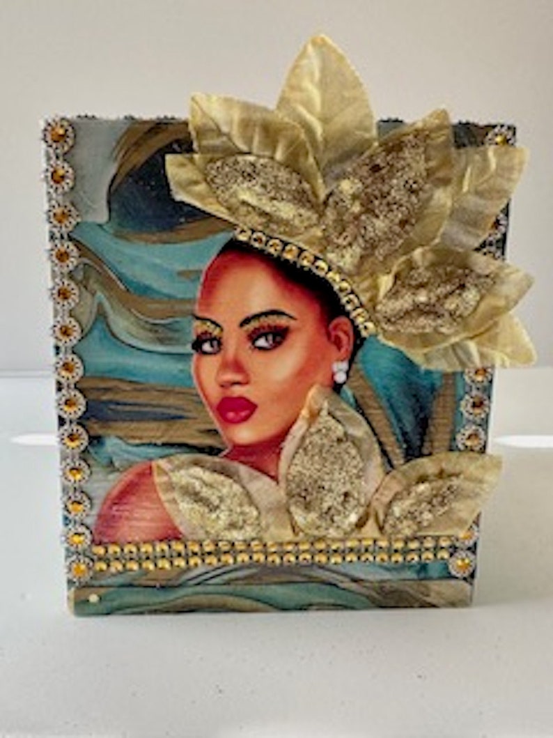 Tissue Box Cover Diva Tissue Box Afro American Art Wooden Tissue Box Bridesmaid T