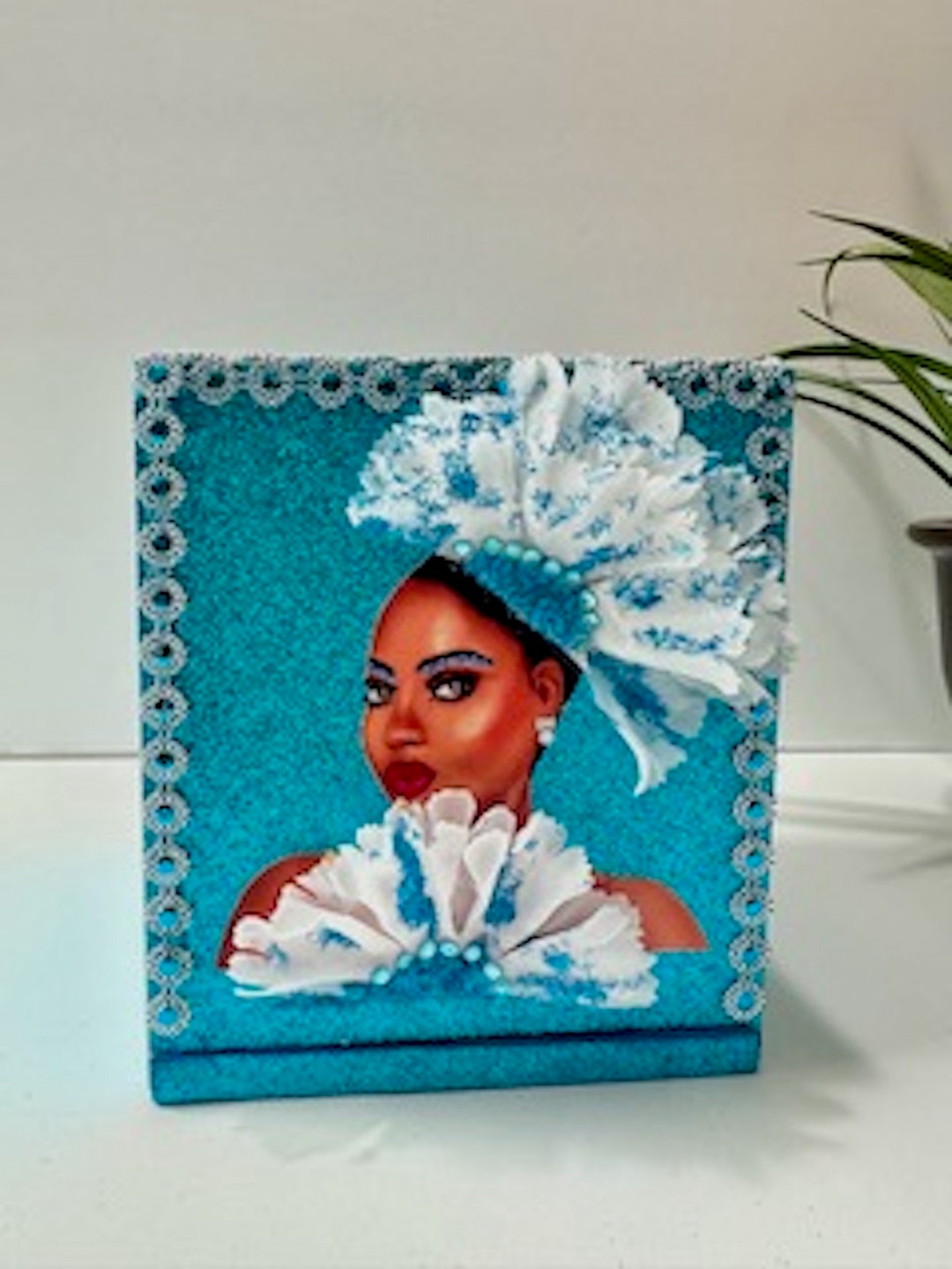 Tissue Box Cover, Diva Tissue Box, Afro American Art, Wooden Tissue Box ...