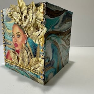 Tissue Box Cover, Diva Tissue Box, Afro American Art, Wooden Tissue Box ...