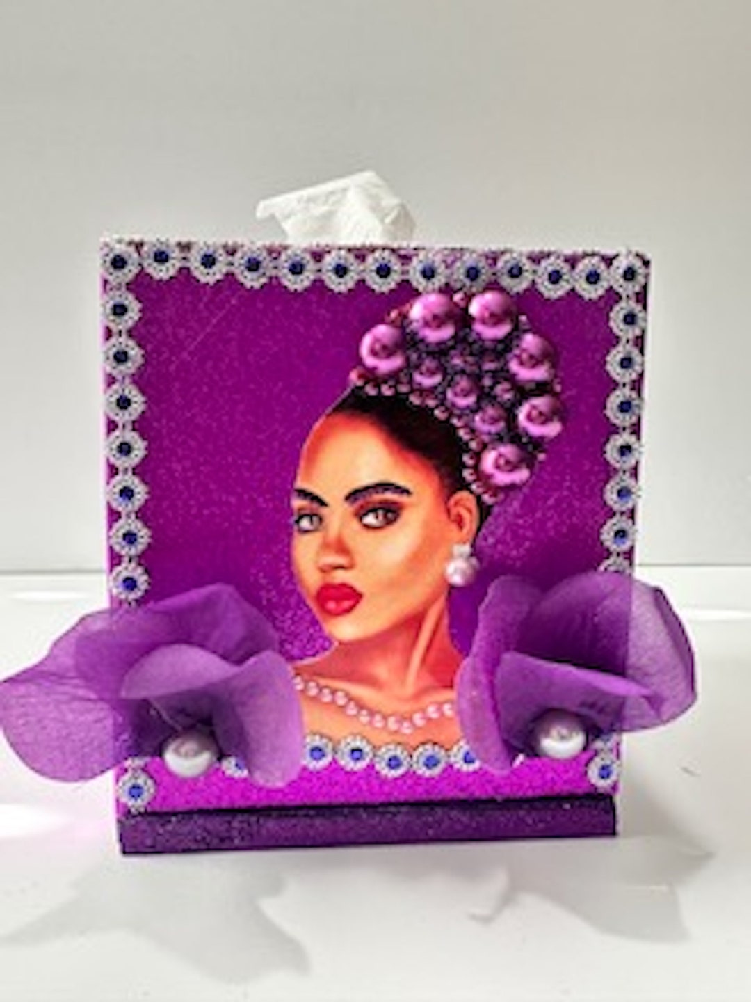 Tissue Box Cover, Diva Tissue Box, Afro American Art, Wooden Tissue Box ...