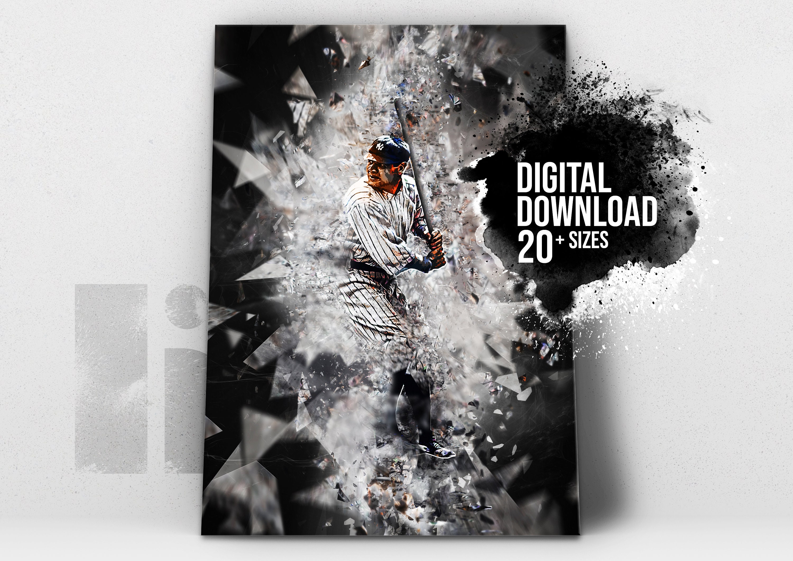 Babe Ruth Poster | Digital Printable | Canvas Wall Art | Baseball ...