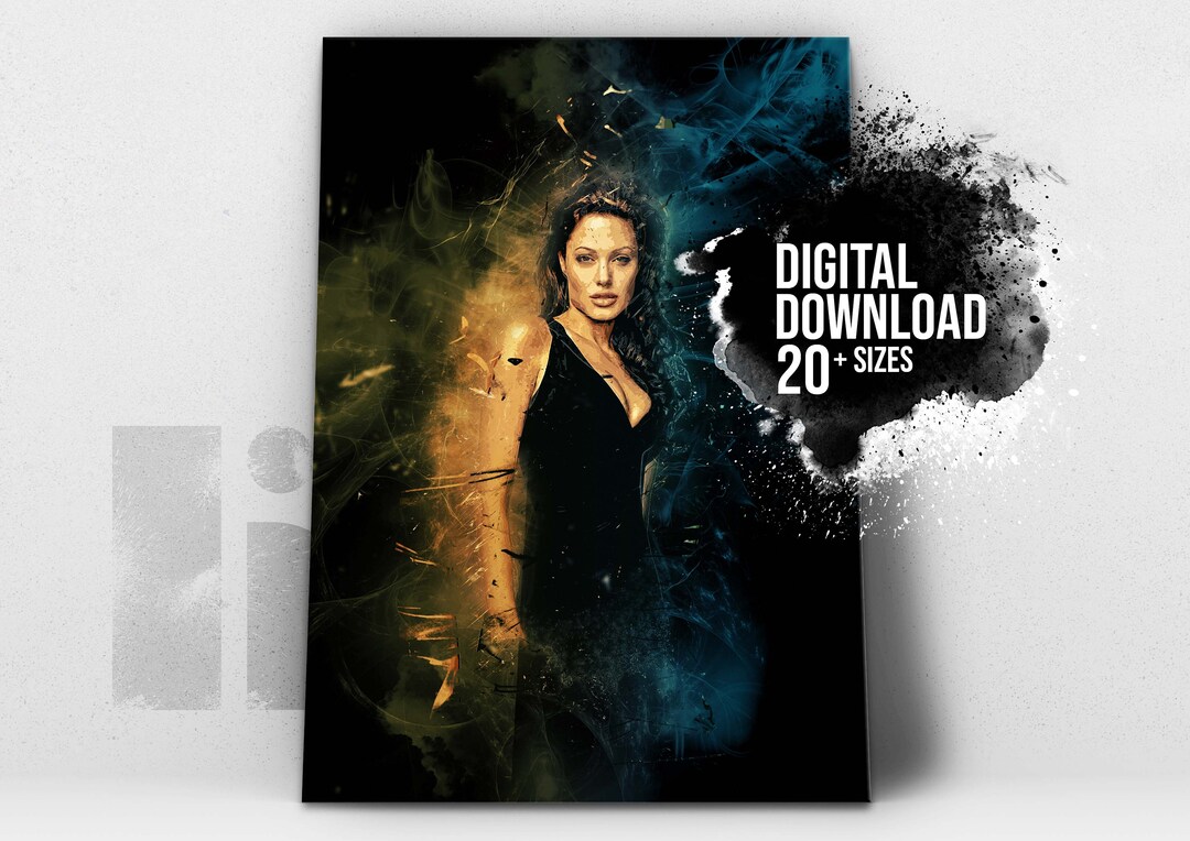 Angelina Jolie Poster | Hollywood | Digital Printable | Canvas Wall Art ...