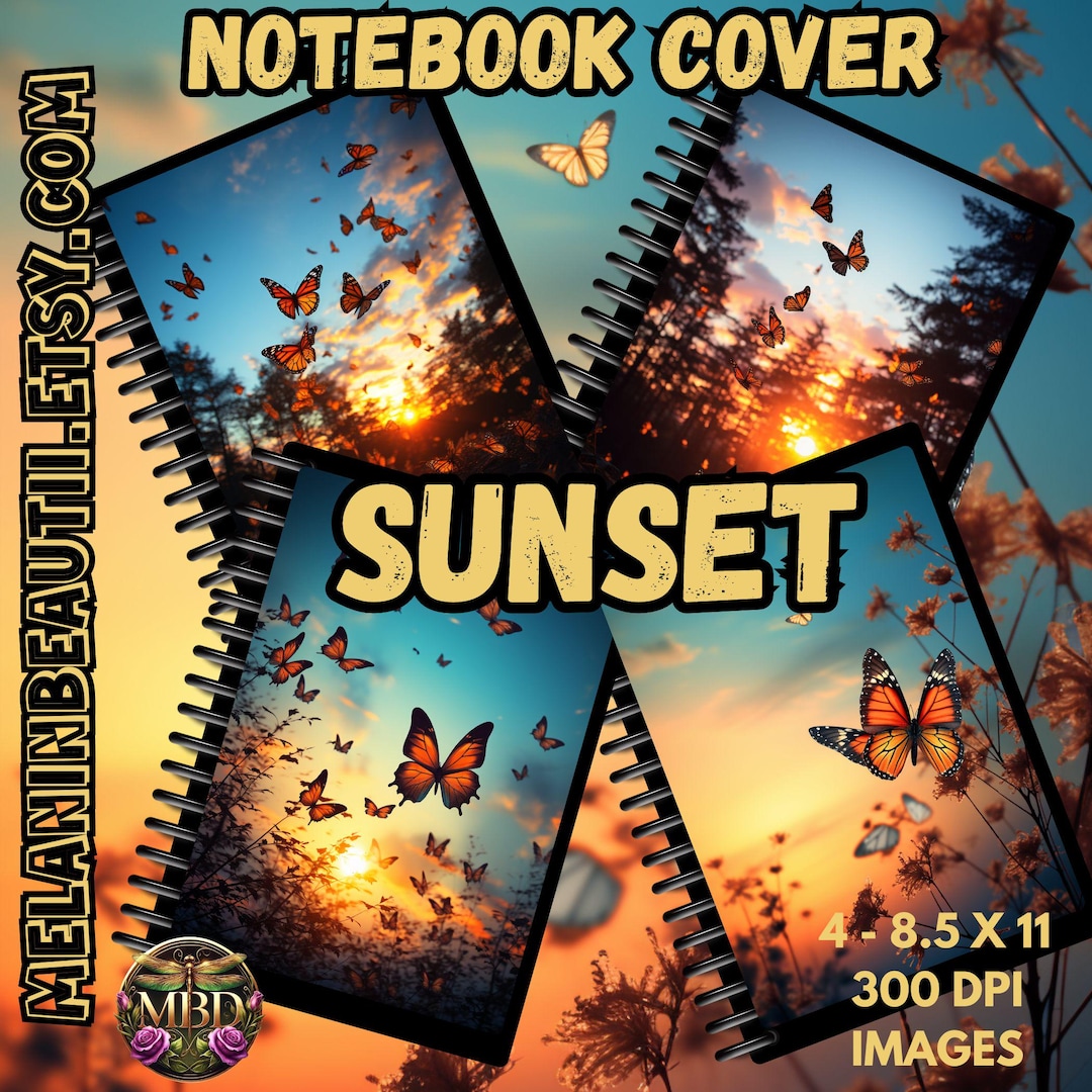 Sunset Notebook Cover Collection 4 Instant Download Images 300 Dpi Jpeg ...