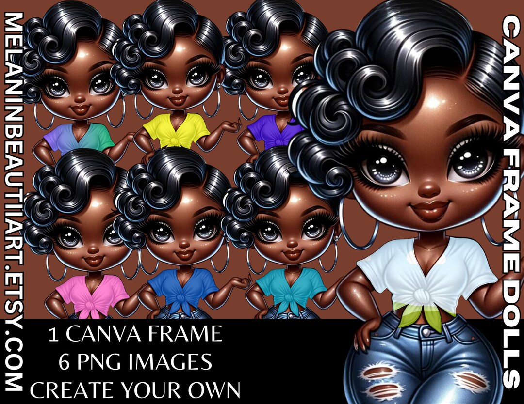 Canva Frame Dolls 1 Unique Canva Frame 6 PNG Images African American ...