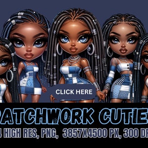 Patchwork Cuties Clipart Bundle 14 High-res Doll Images African ...