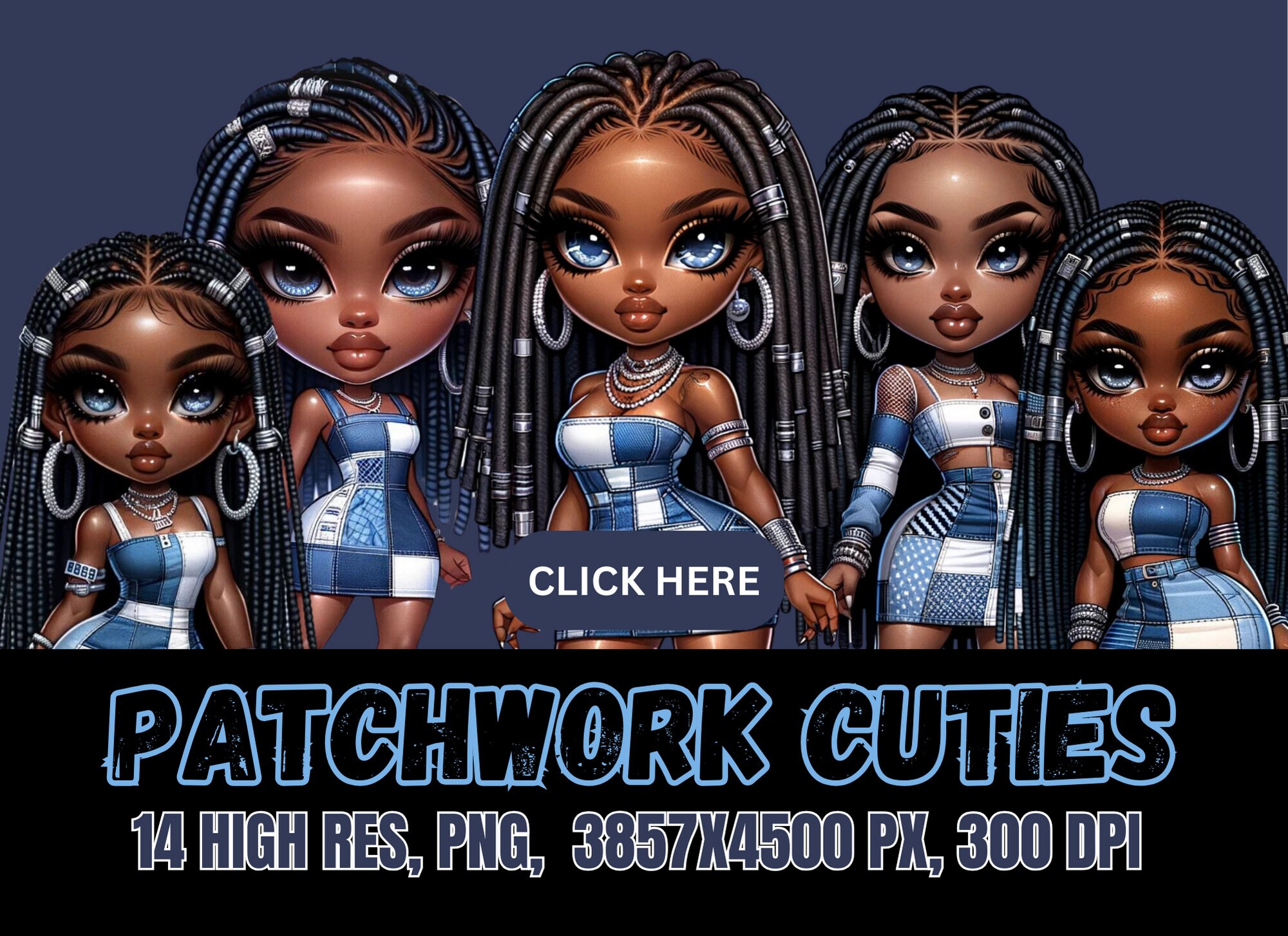 Patchwork Cuties Clipart Bundle 14 High-res Doll Images African ...