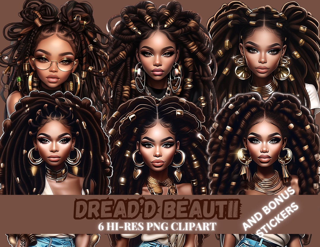 Dread'd Beautii Clipart | 4 Hi-res PNG Images | Bonus Stickers ...