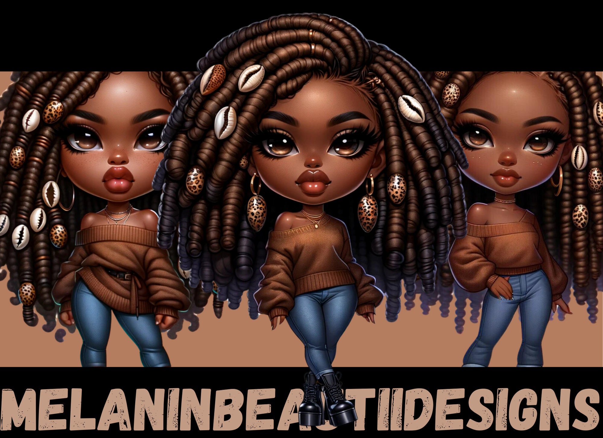 Choco Chibi Girls Clipart Bundle 10 Upscaled PNG Images BUNDLE Instant ...