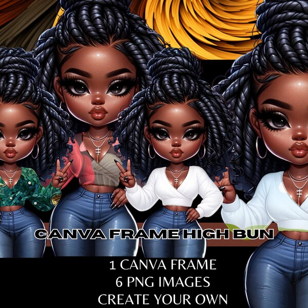 Canva Frame Doll High Bun 1 Unique Canva Frame 6 PNG Images African ...
