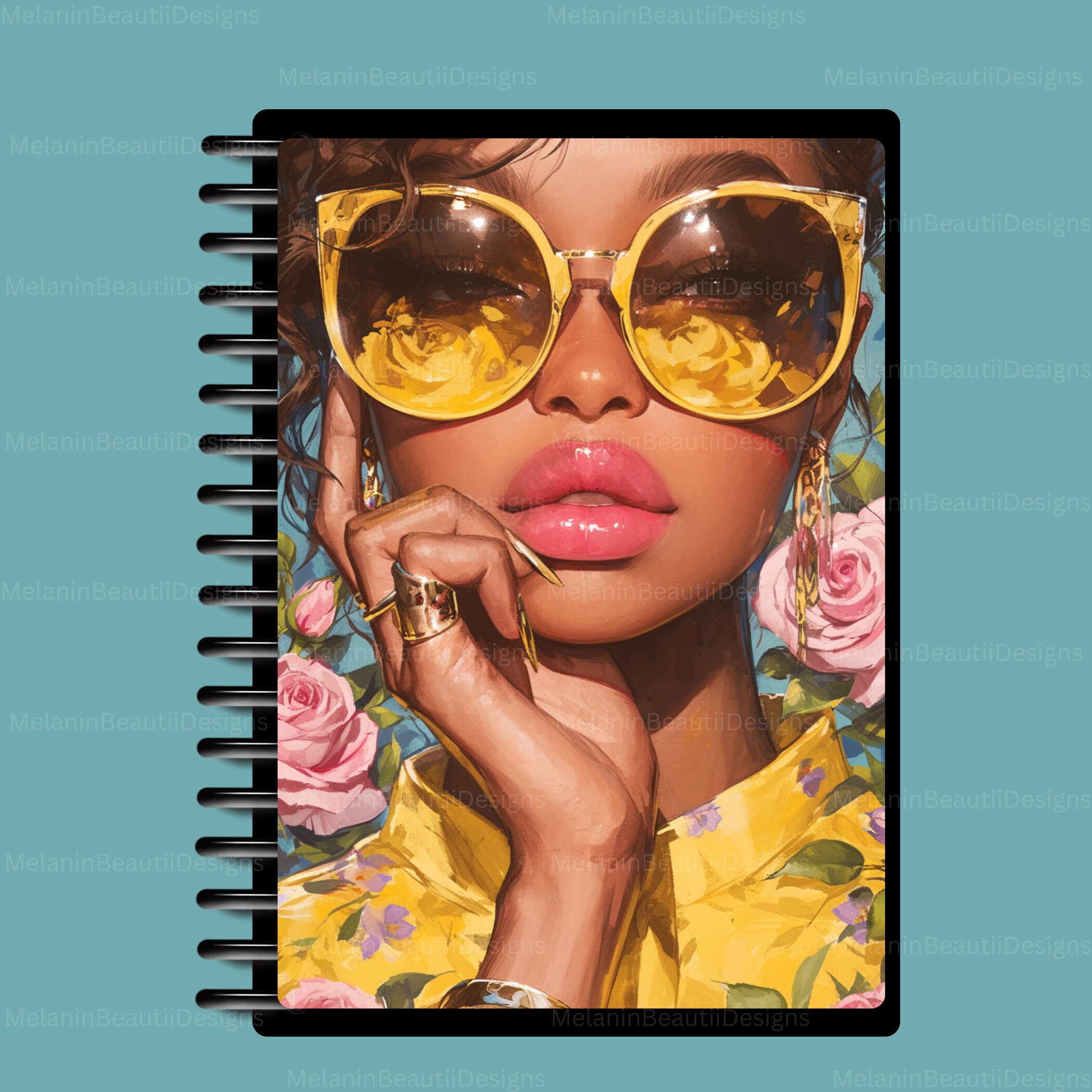 Sunburst Framed 4 DFY Cover Ai Art Set Notebook and Journal Covers Back ...