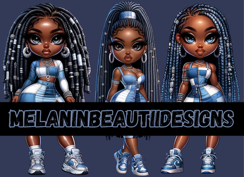 Patchwork Cuties Clipart Bundle 14 High-res Doll Images African American Digital Image Instant ...