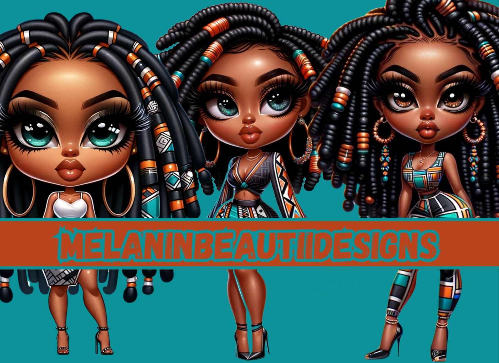 Afro-chibi Beauty Clipart Collection | 10 High-quality PNG Images ...