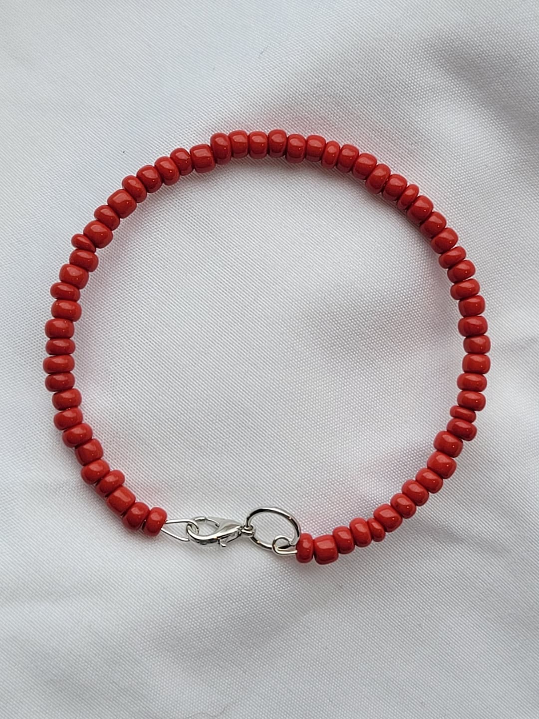 Red Glass Seed Bead Bracelet - Etsy